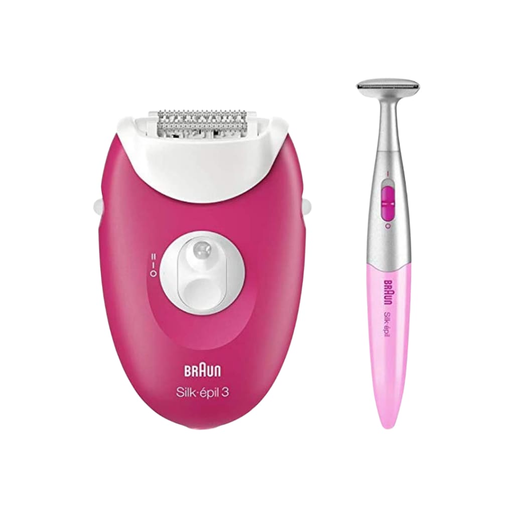 Braun Silk epil 3 epilator Raspberry Pink - Corded epilator with 2 ext ...