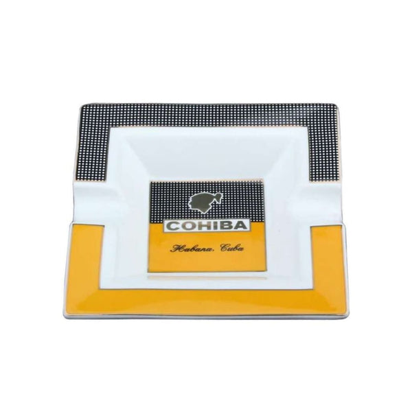 COHIBA Square Ceramic Cigarette Ashtrays 2 Holder 1 Ash Slot Table Cig ...