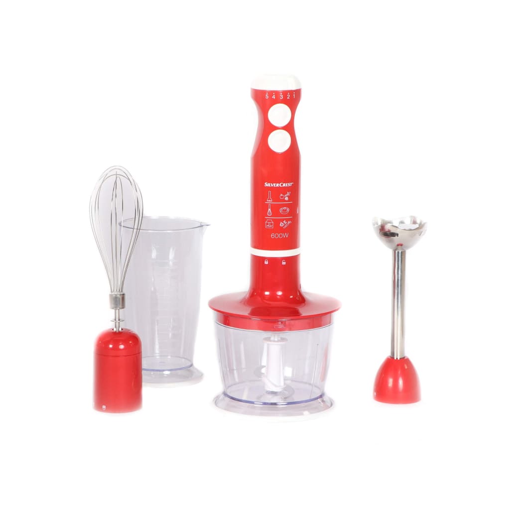 Silvercrest Powerful Hand Blender Set 600w Red – Royal Brands Co